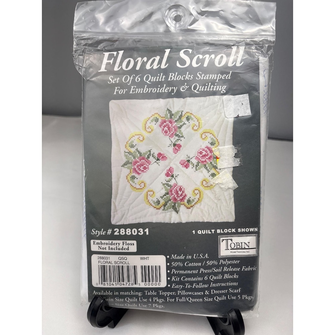 Tobin Floral Scroll Quilting Embroidery Kit 6 Fabric Blocks USA - Etsy