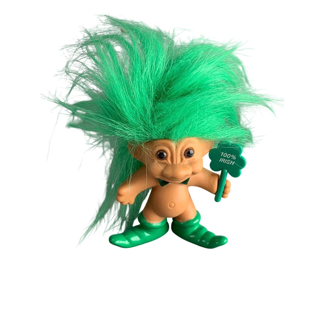 Russ Berrie Vintage 100% Irish Troll Doll With Green Hair & Shamrock ...