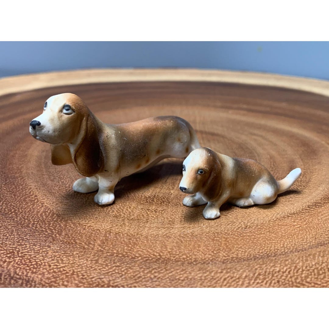 Vintage Bone China Basset Hound Dog Figurines Set of 2 - Etsy