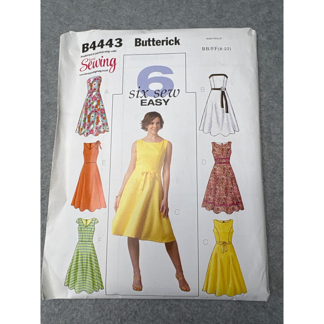 Butterick B4443 Dress Sewing Pattern Size 8 10 12 14 16 18 20 22 Uncut ...
