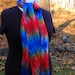 Hand Dyed Silk Scarf in a Vivid Rainbow of Blue, Golden Yellow, and ...