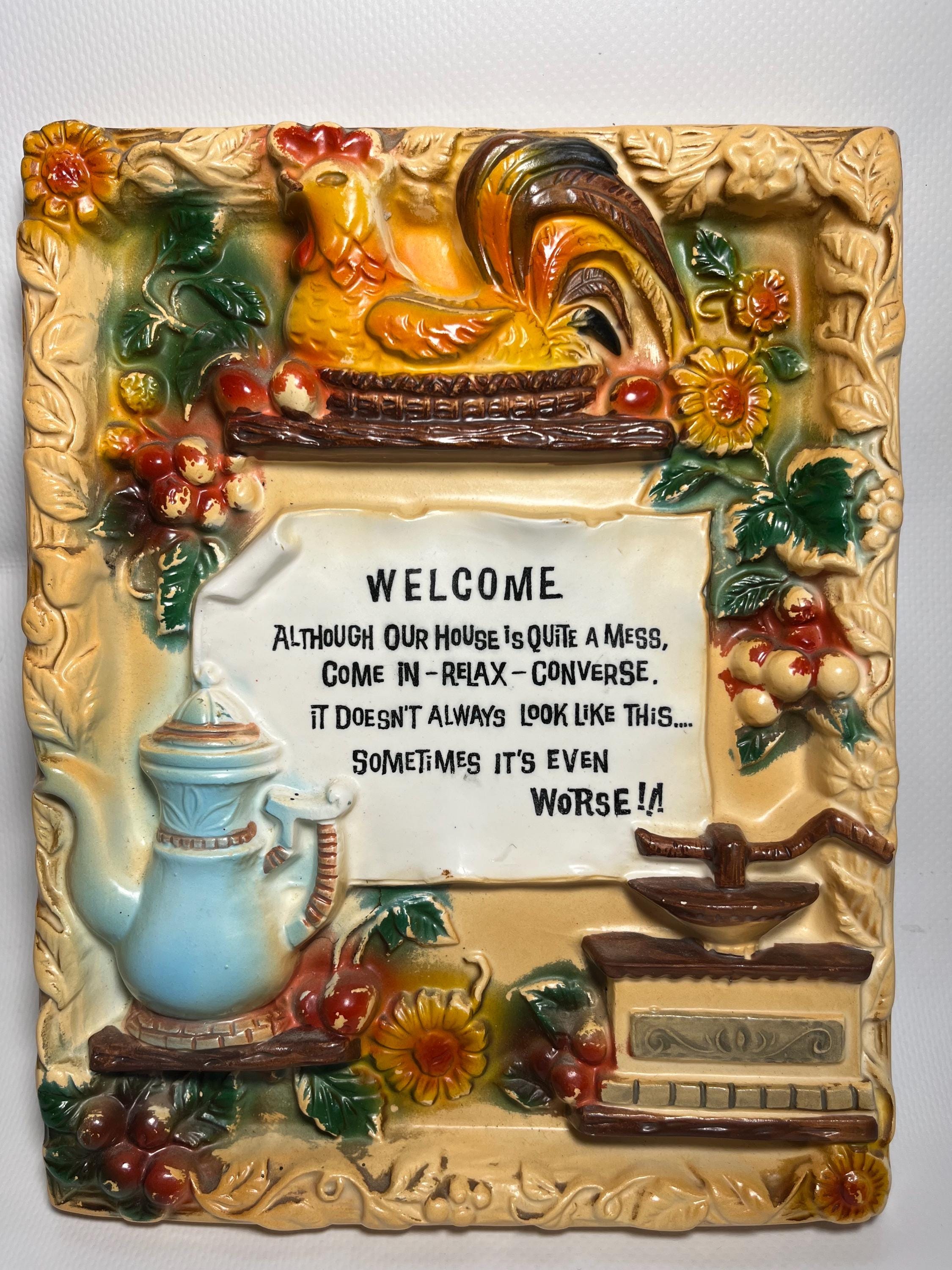 Vintage Japanese Welcome Wall Plaque - Etsy