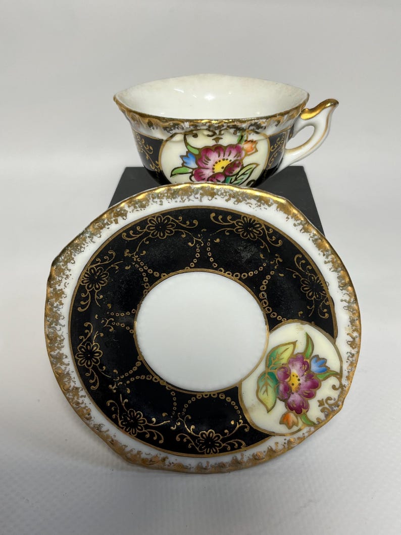 Vintage Hand-painted Miniature Tea Cup and Saucer - Etsy