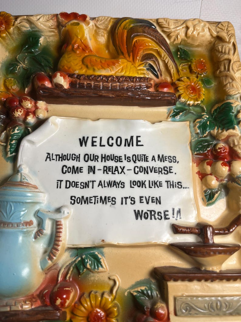 Vintage Japanese Welcome Wall Plaque - Etsy