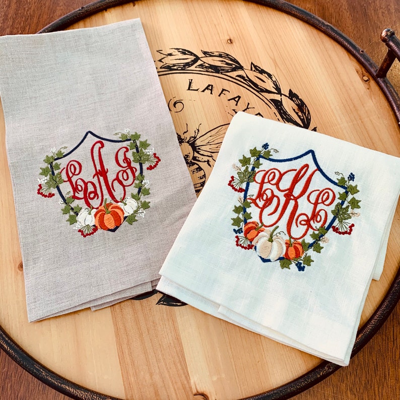 Monogrammed Fall Crest Guest Towel - Etsy
