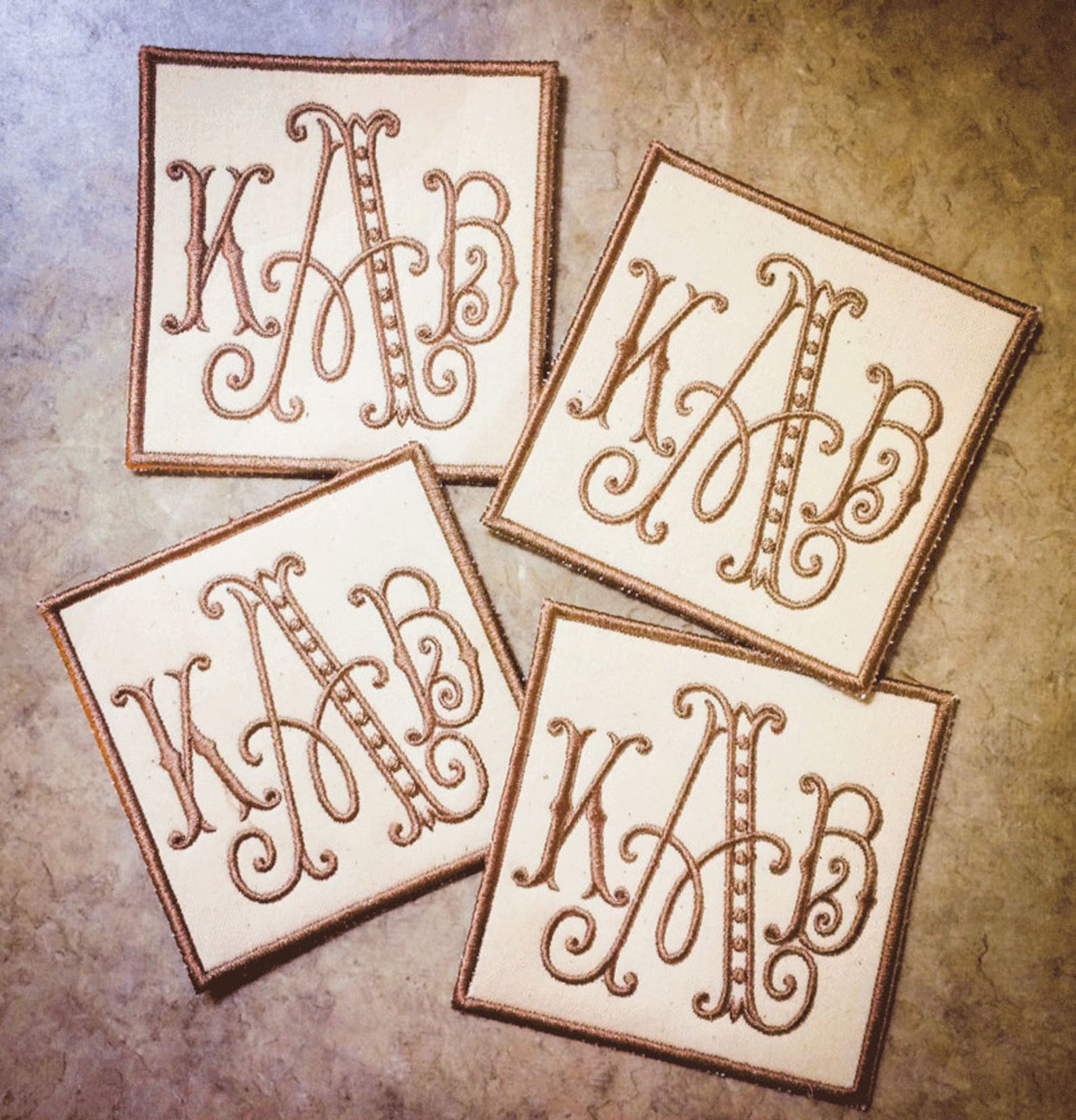 Monogrammed Canvas Coasters set of Four - Etsy