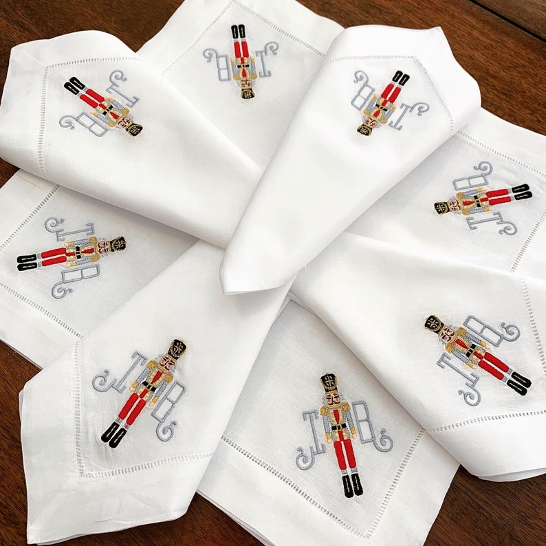 Monogrammed Nutcracker Napkins - Set of 4 - Etsy