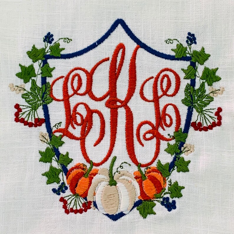 Monogrammed Fall Crest Guest Towel - Etsy