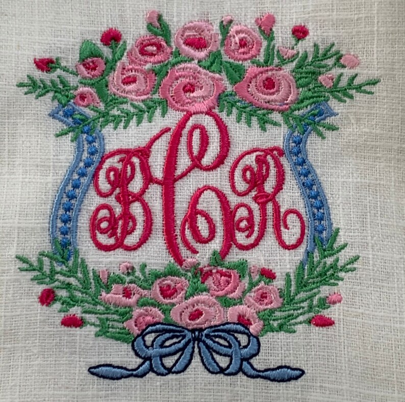 Monogrammed Rose Crest Motif Towel - Etsy