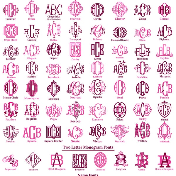 3 Letter Monogram - Etsy
