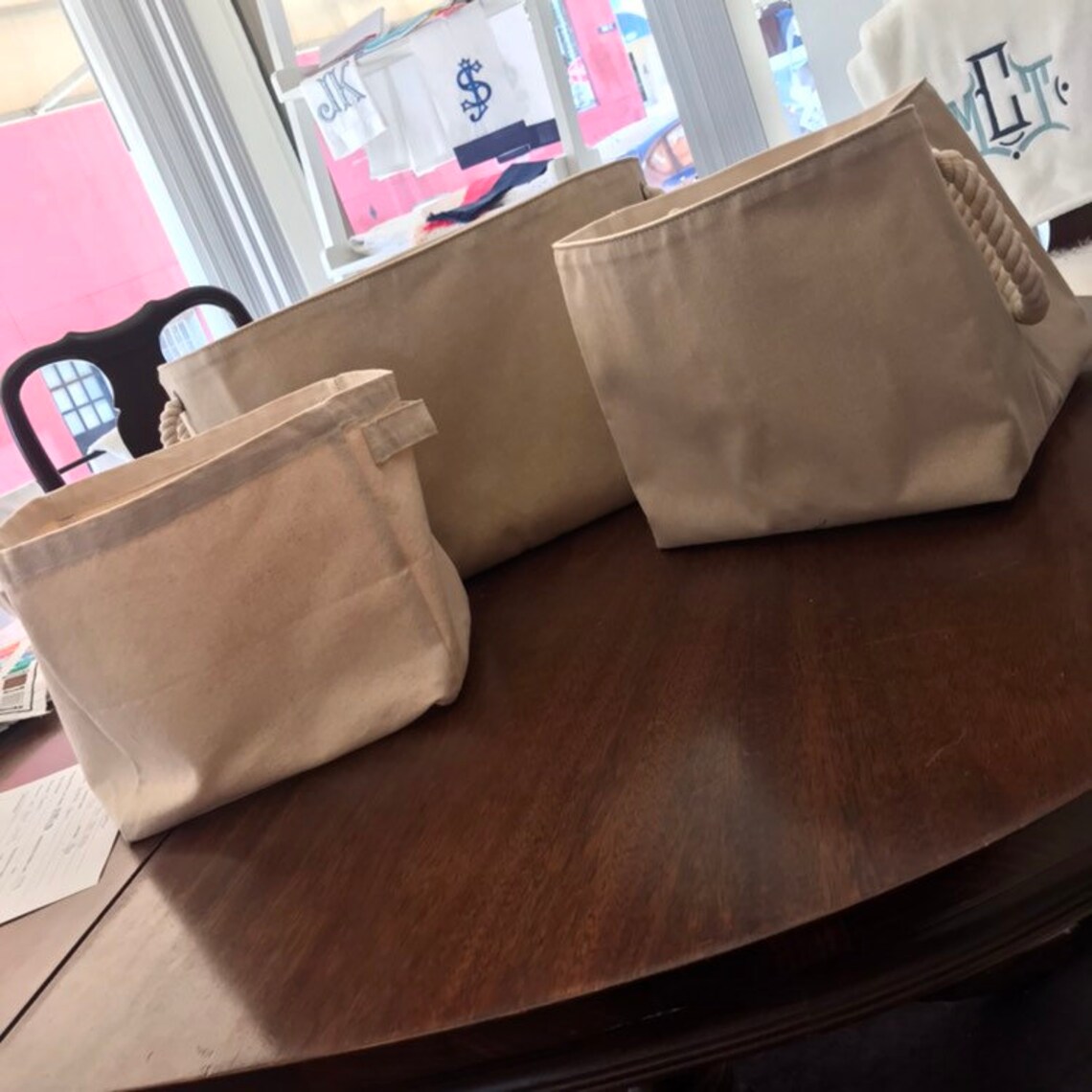 Monogrammed Canvas Basket - Etsy