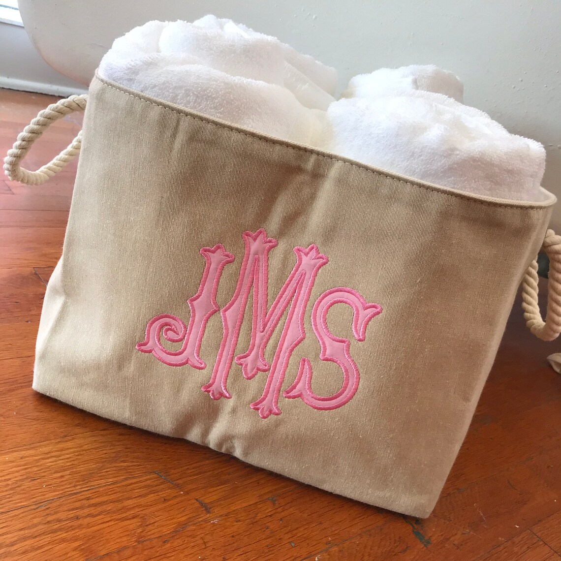 Applique Monogrammed Canvas Basket - Etsy