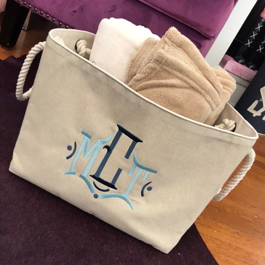 Monogrammed Canvas Basket - Etsy