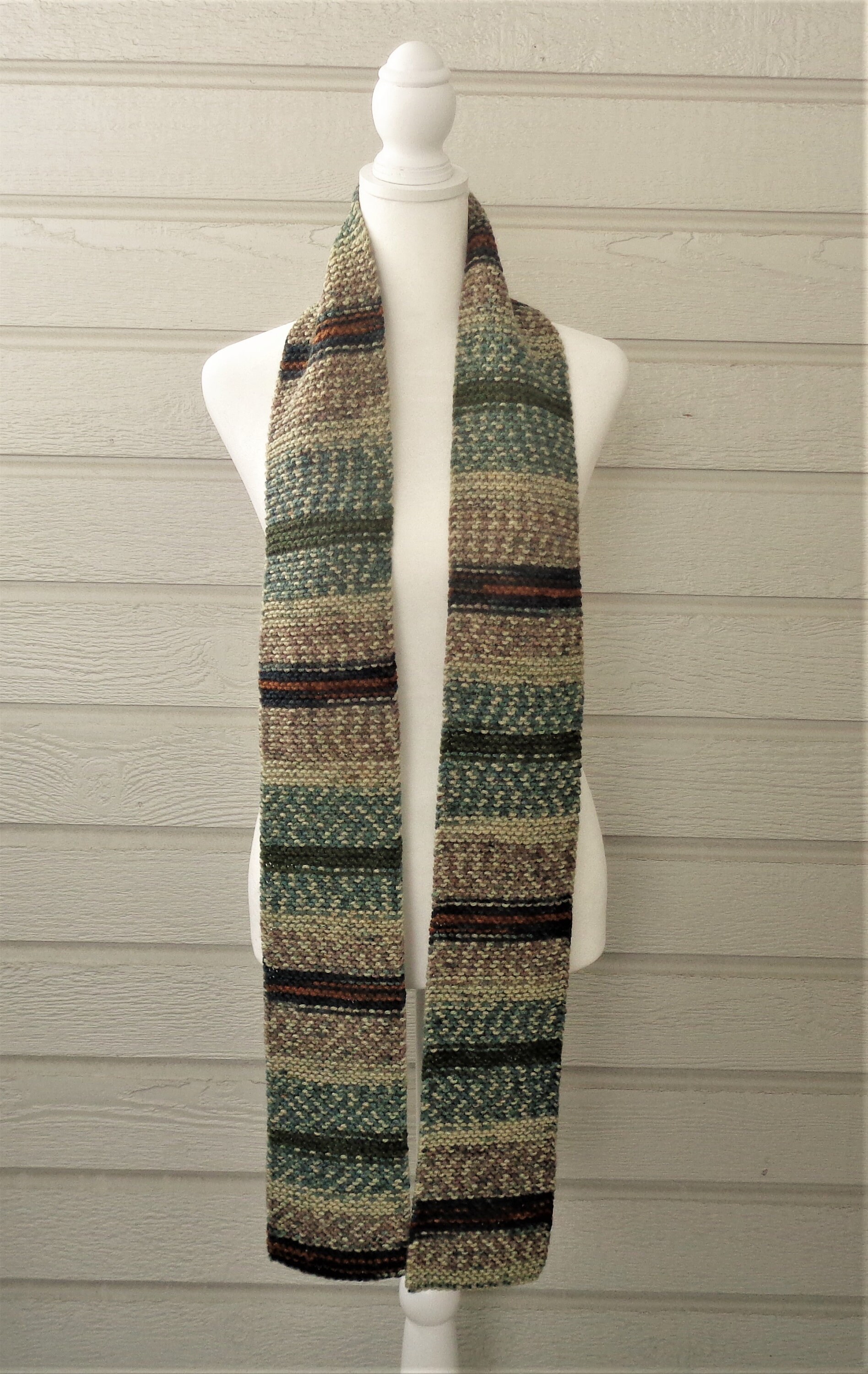 Handknit Scarf Horizontal Stripes - Etsy
