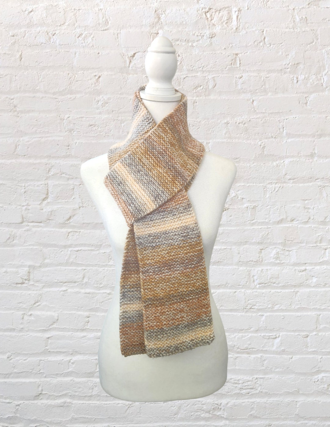 Handknit Scarf - Natural Stripes: Sand, Ivory, Fog, Fawn - Etsy