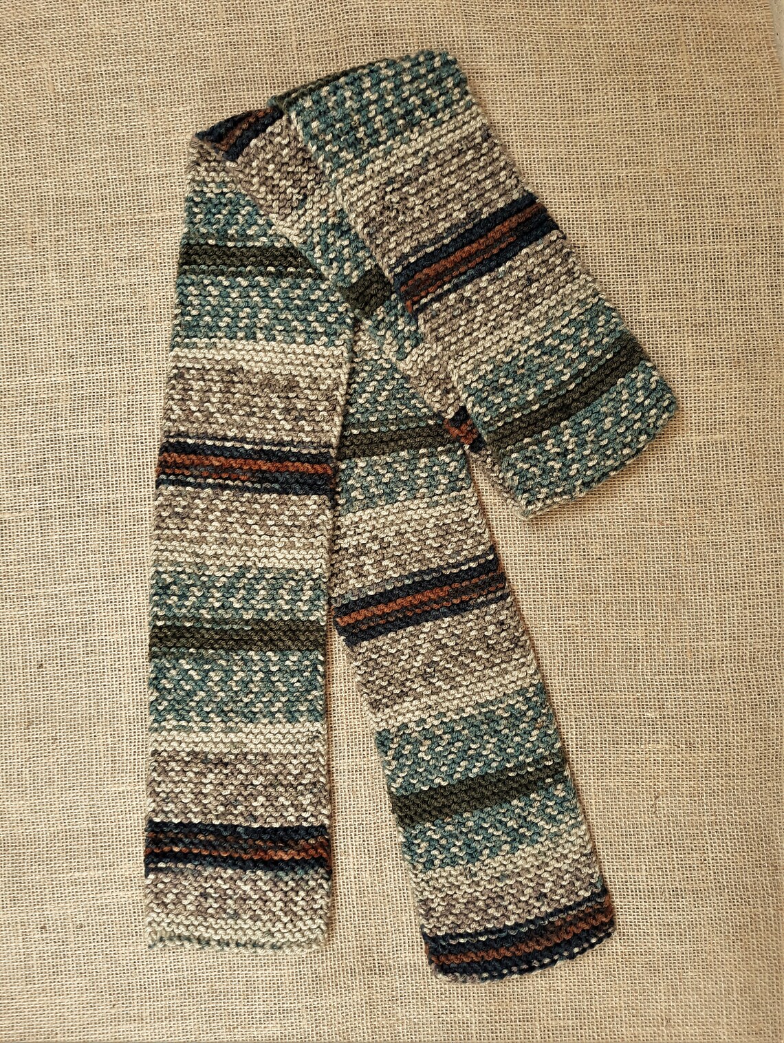 Handknit Scarf Horizontal Stripes - Etsy