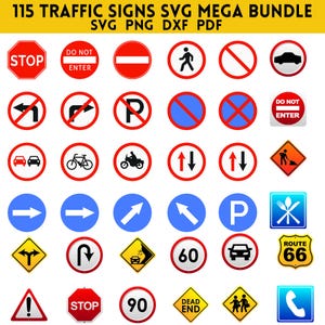 Traffic Signs SVG Bundle: Road Signs Clipart (digital Download) - Etsy