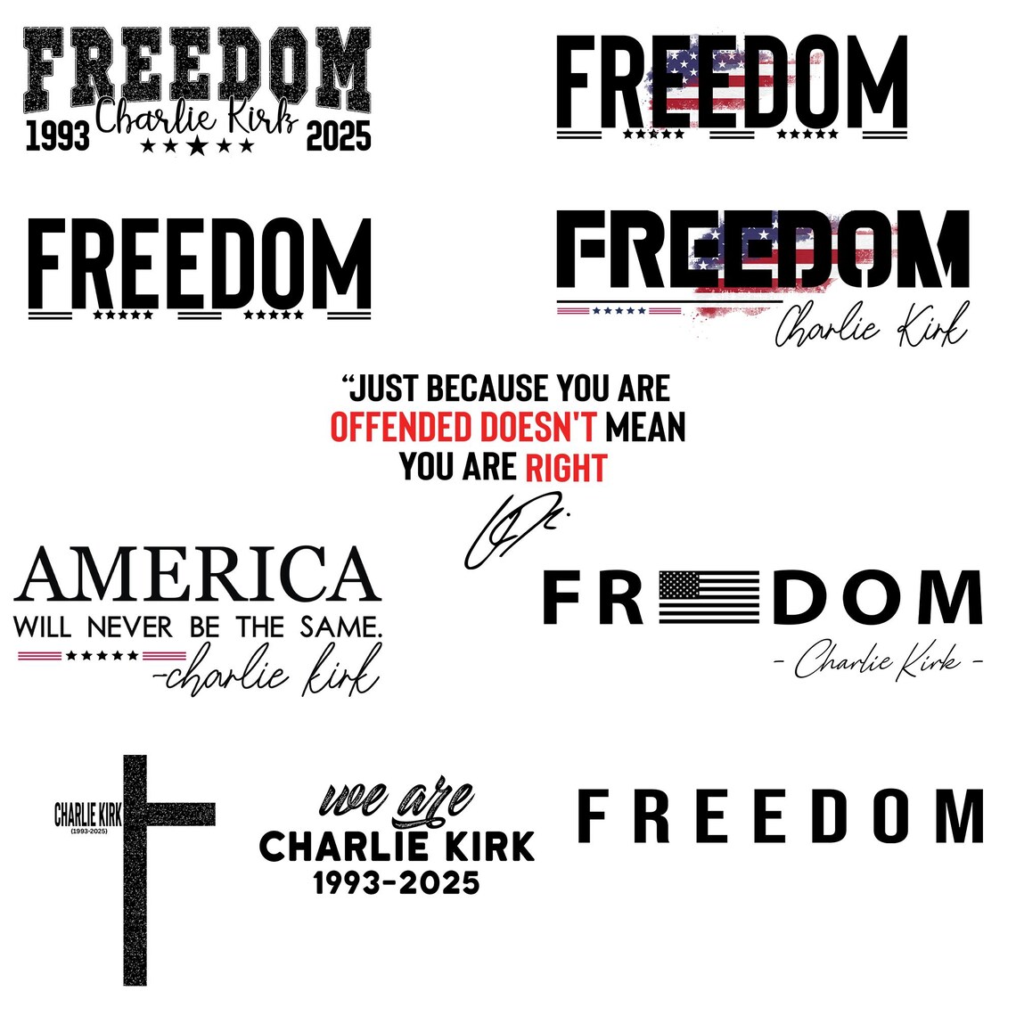 Charlie Kirk Freedom Shirt Graphic With Signature, Patriotic SVG PNG ...