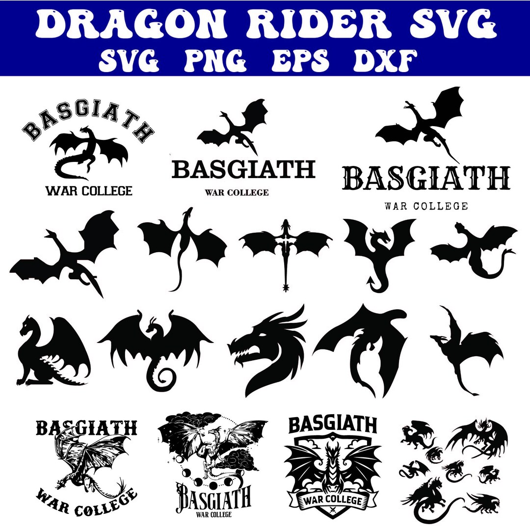 Dragons Svg Bundle - Dragon Cut File - Dragon Silhouette - Dragon Rider ...