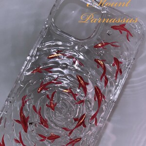 3D Water Ripple Resin Phone Case With Multiple Goldfish - Unique Lucky ...