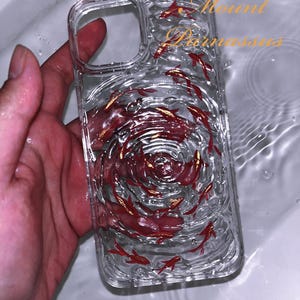 3D Water Ripple Resin Phone Case With Multiple Goldfish Unique Lucky ...