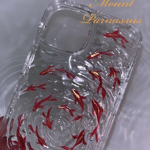 3D Water Ripple Resin Phone Case With Multiple Goldfish - Unique Lucky ...