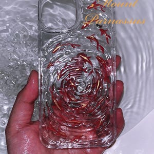 3D Water Ripple Resin Phone Case With Multiple Goldfish - Unique Lucky ...