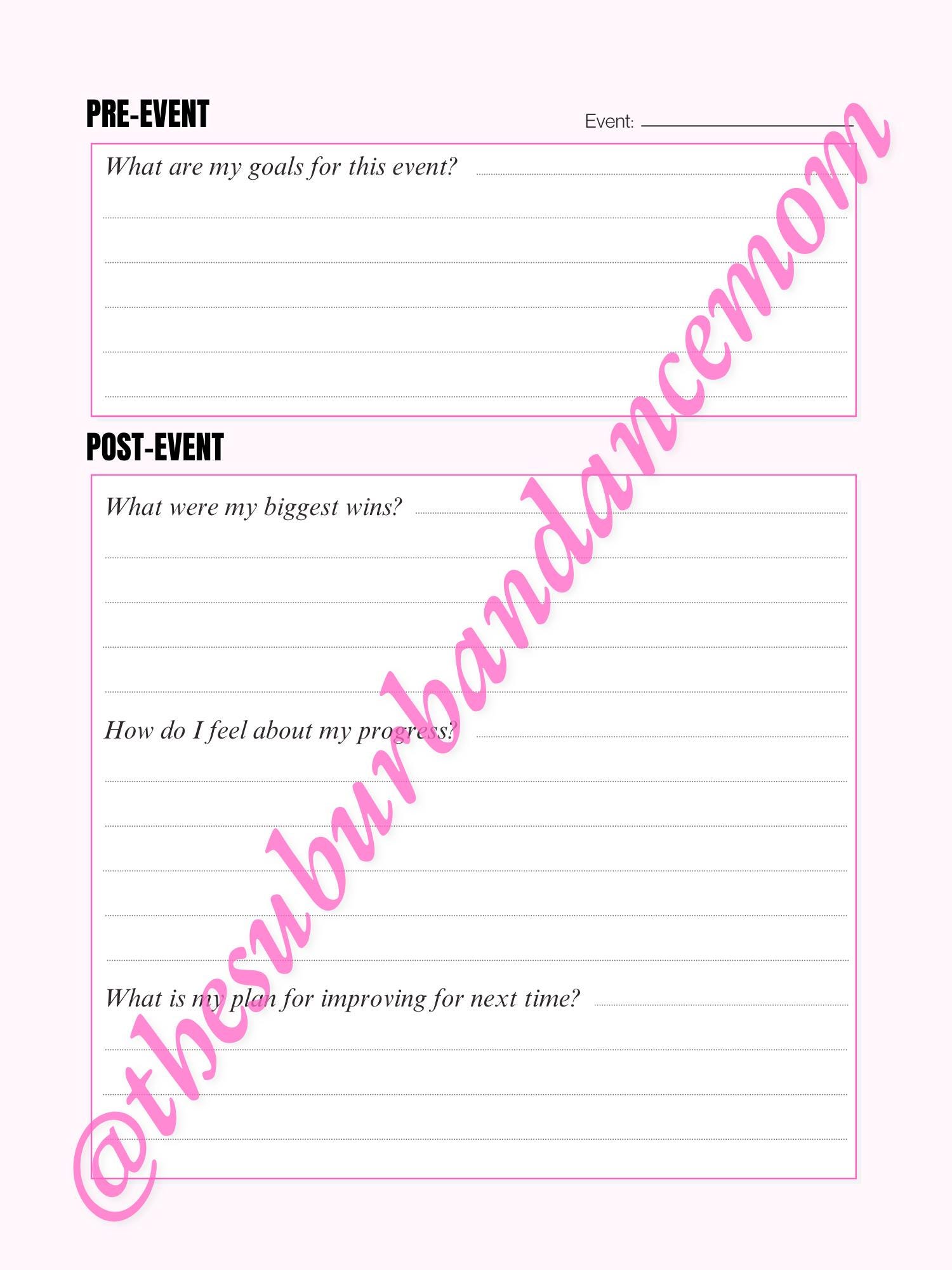Printable Competition Dance and Cheer Checklist and Planner in Light ...