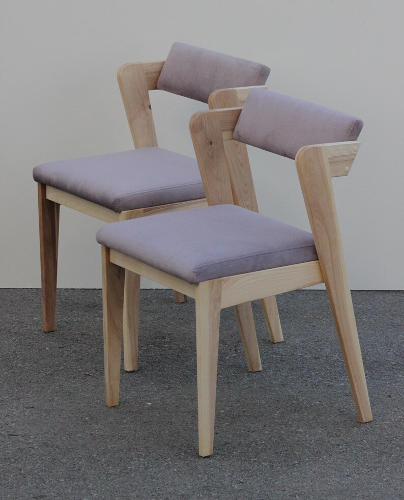 Solid Wood Dining Chair, Handmade Oak or Ash Kitchen Upholstered Accent ...