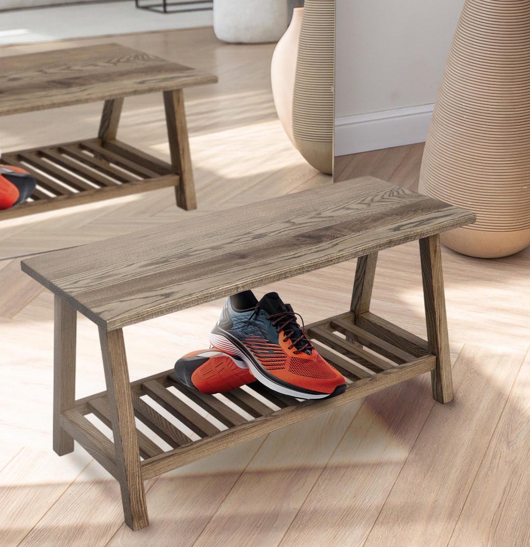Natural Wood Shoe Rack Bench, Entryway and Mudroom Furniture, Shoe ...