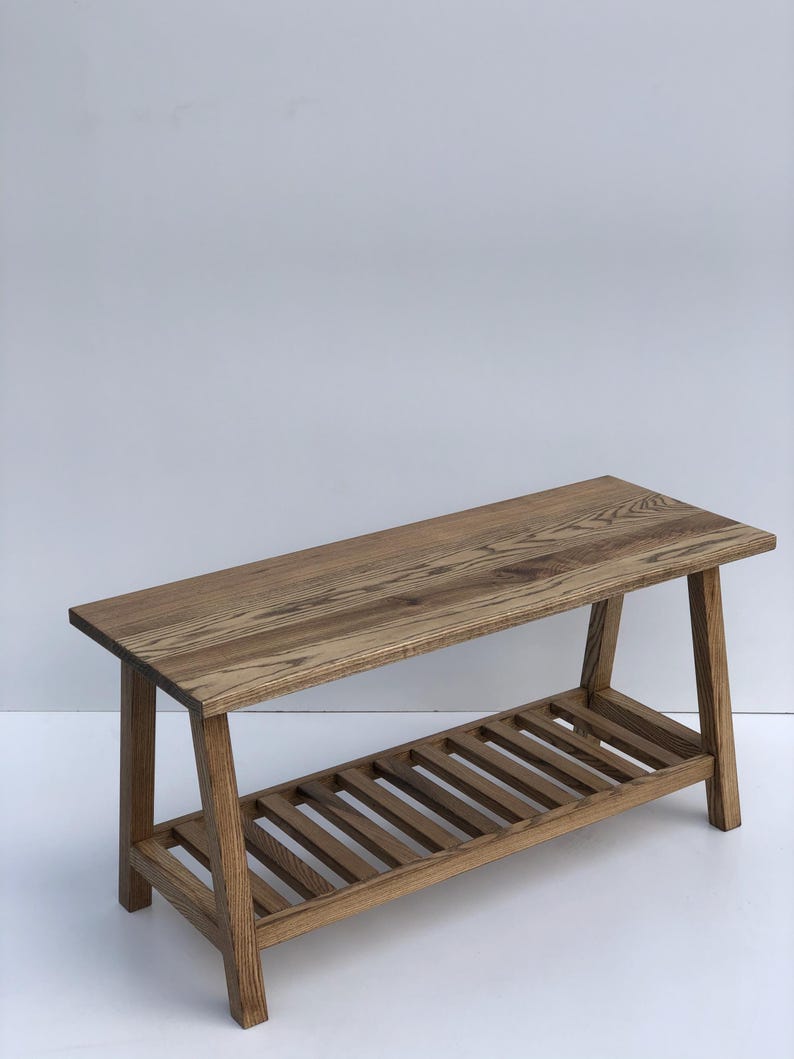 Handmade Oak Wood Bench Japandi Style Solid Wood Seating, Unique Home ...