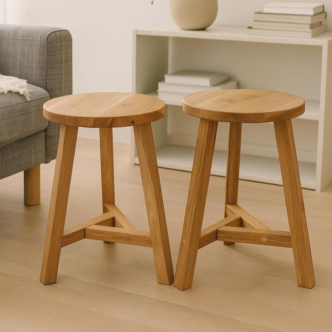 Handmade Wooden Stool, Modern Step Stool or Plant Stand, Oak or Ash ...