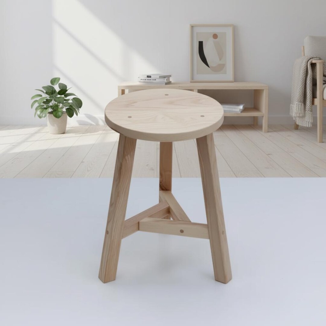 Modern Wooden Stool, Scandinavian Step Stool, Handmade Tabouret Oak ...