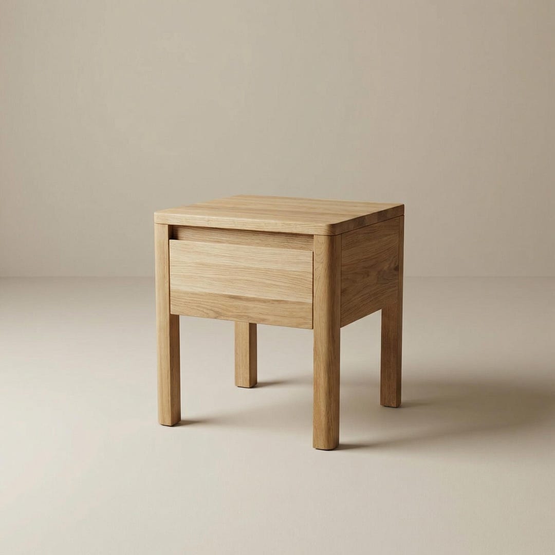 Small Wooden Bedside Table With Storage, Modern Ash and Oak Nightstand ...