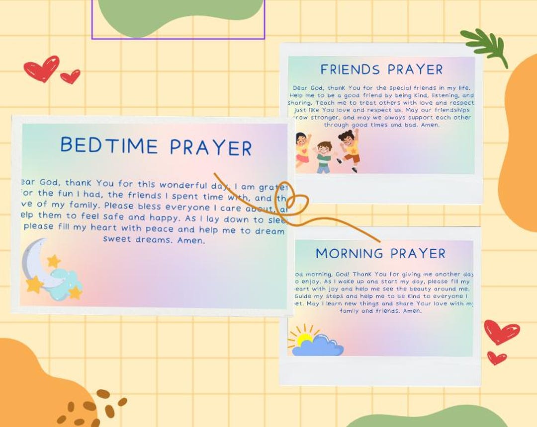 Kids' Prayer Cards - Faithful Prayers for Little Hearts - Etsy