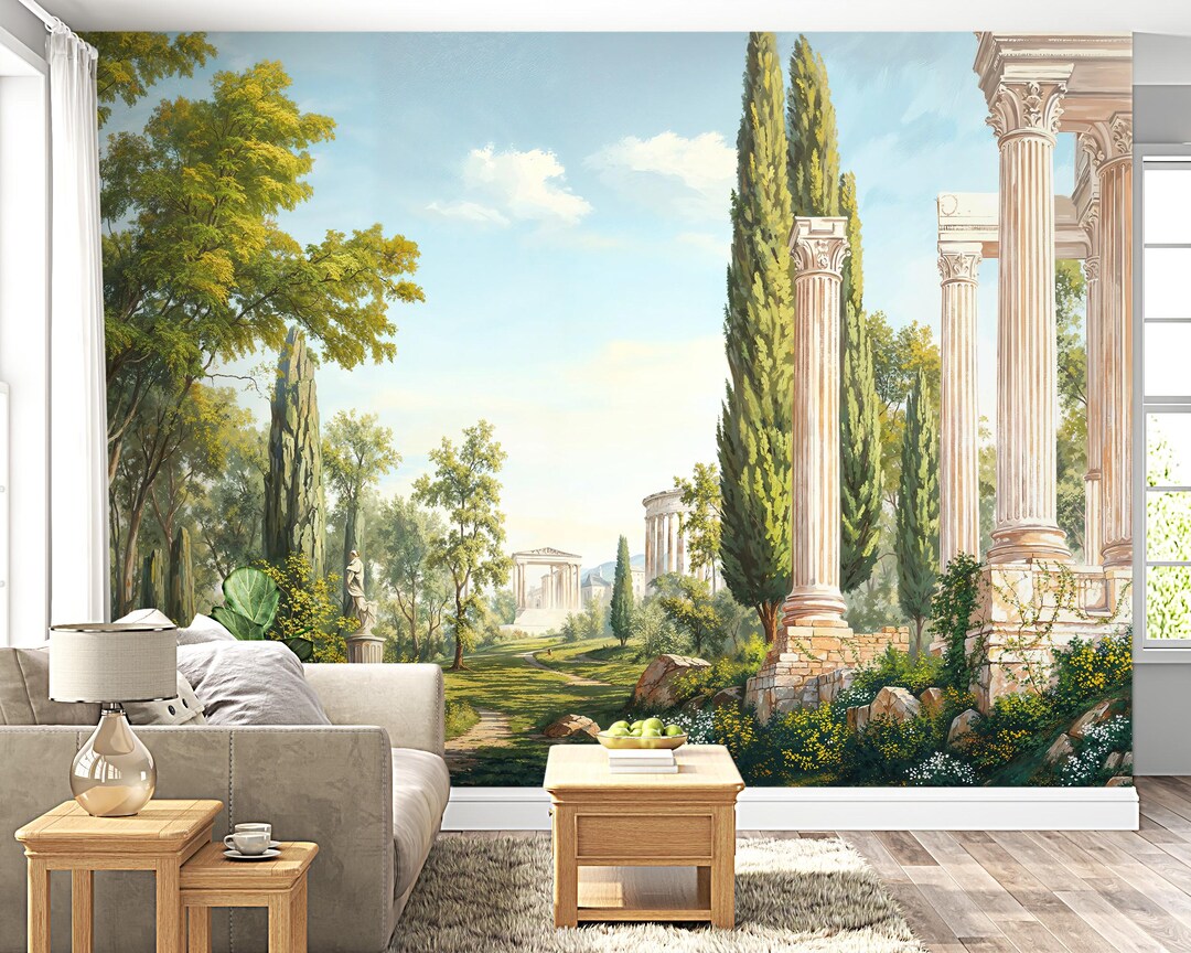 Ancient Roman Landscape Wallpaper, Removable Classical Mural, Vintage ...