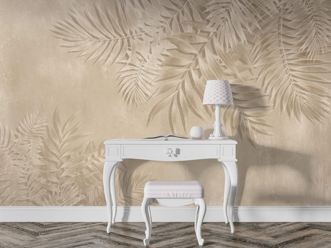 Chic Neutral Palm Leaf Wallpaper Removable Peel and Stick Wall Art for ...