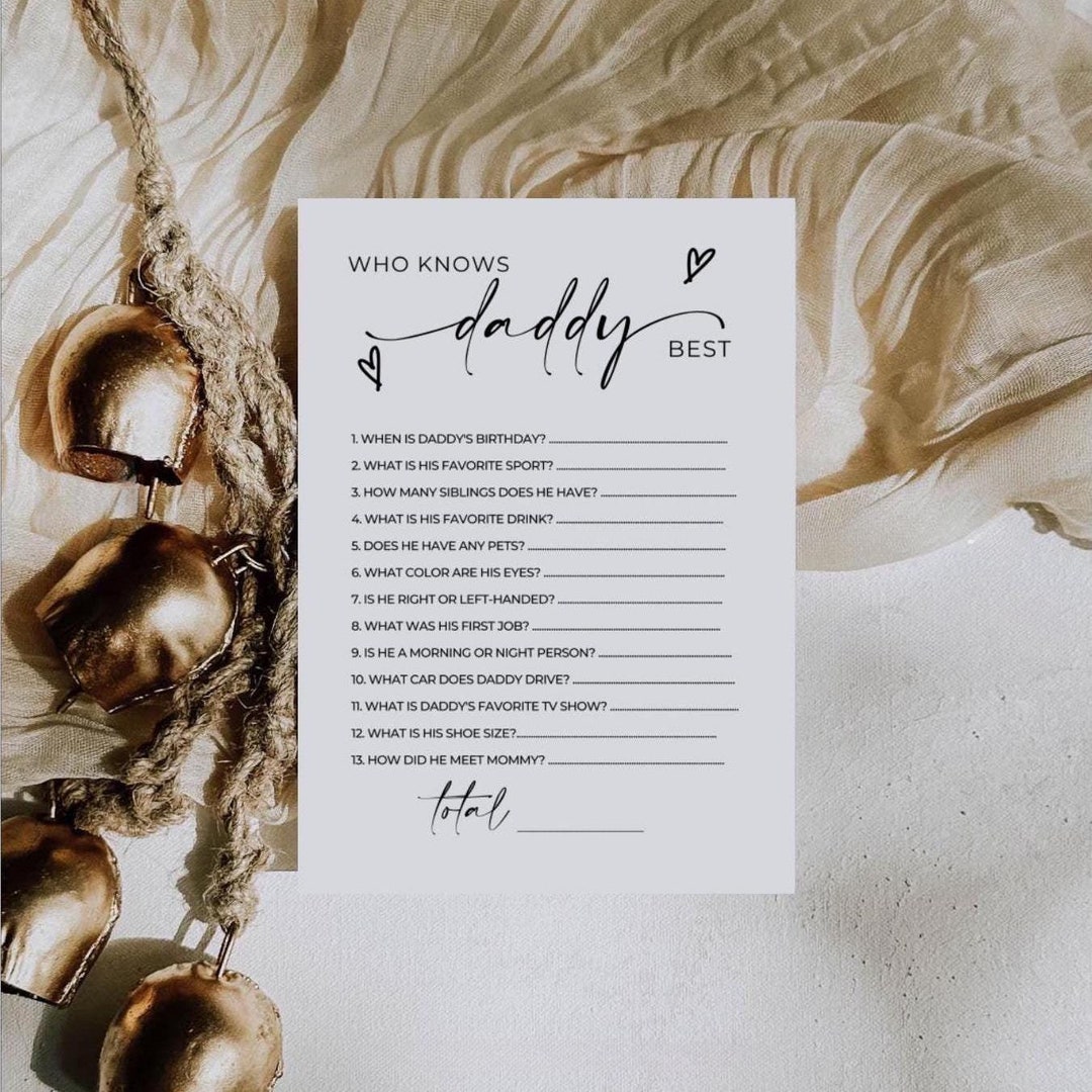 Who Knows Daddy Best, Baby Shower Trivia Game, Baby Shower Games ...