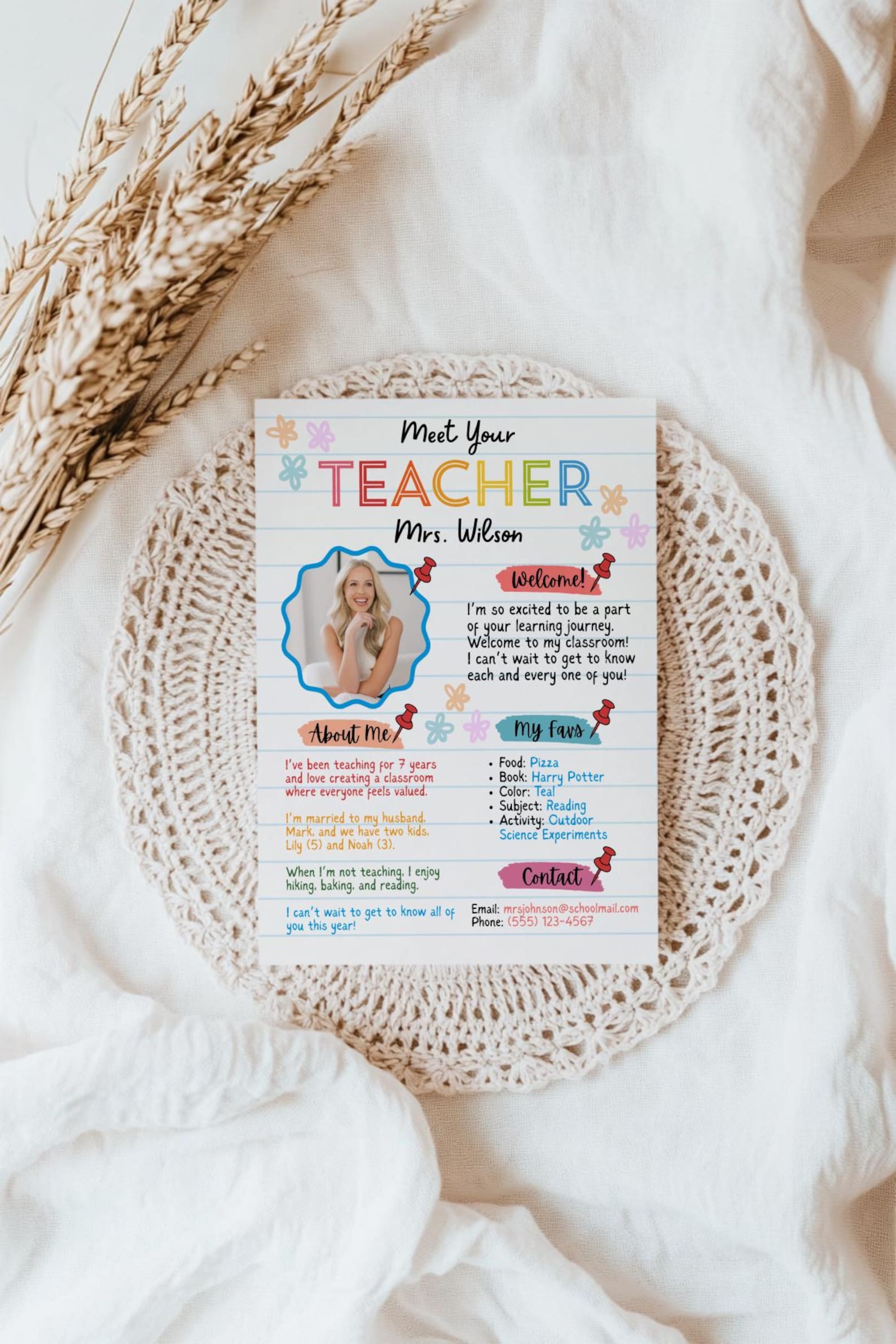 Printable Meet Your Teacher Letter Template, Meet the Teacher Bio, Back ...
