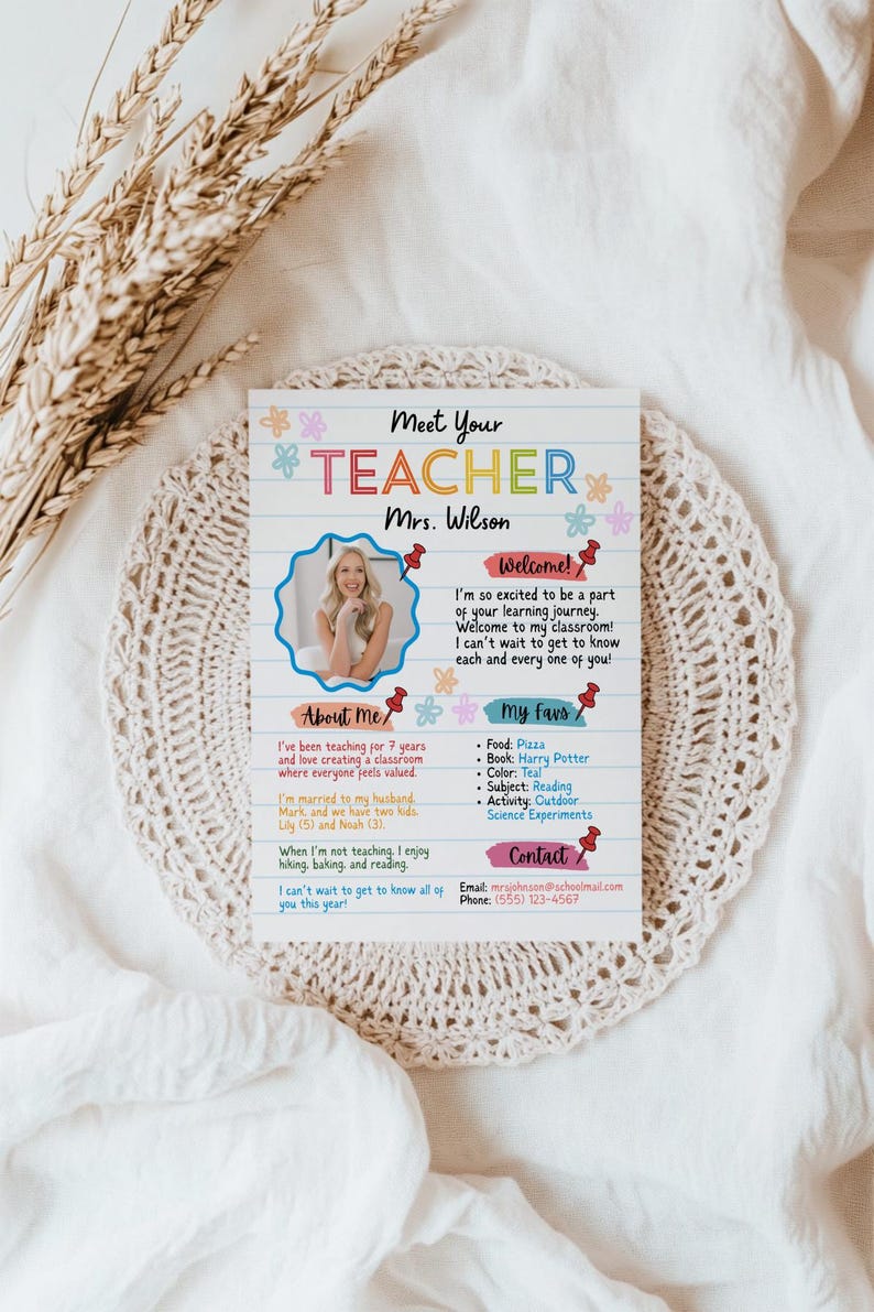 Printable Meet Your Teacher Letter Template, Meet the Teacher Bio, Back ...