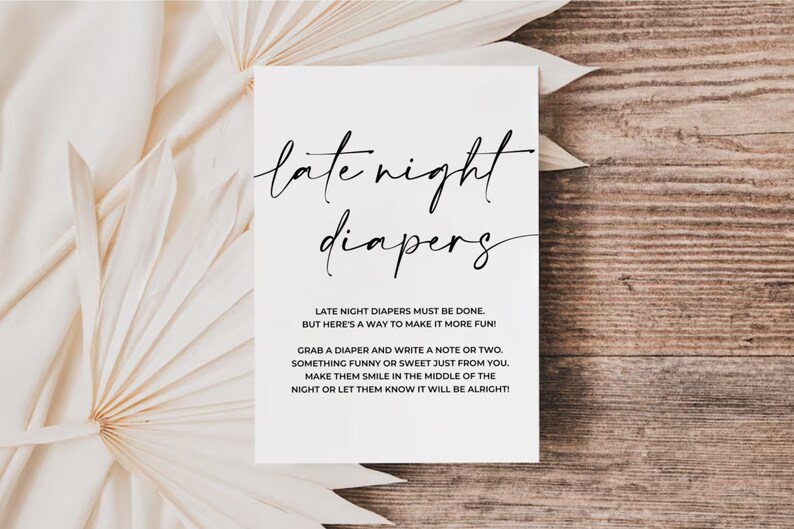 Late Night Diapers Baby Shower Game, Baby Shower Sign, Baby Shower ...