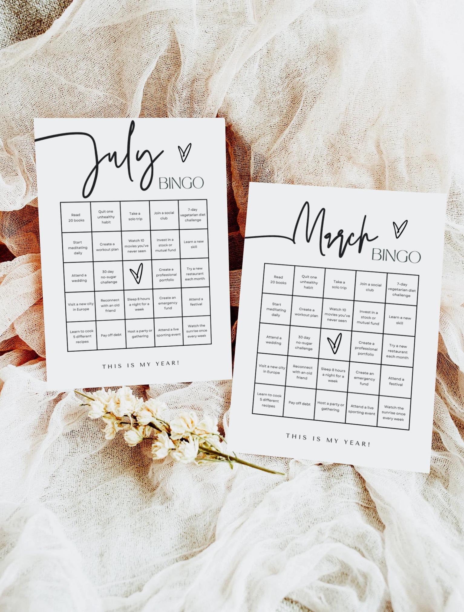 Goal Setting Bingo Card, Monthly Goal Bingo, 2026 Vision Board Bingo Card, Yearly Goal Bingo ...