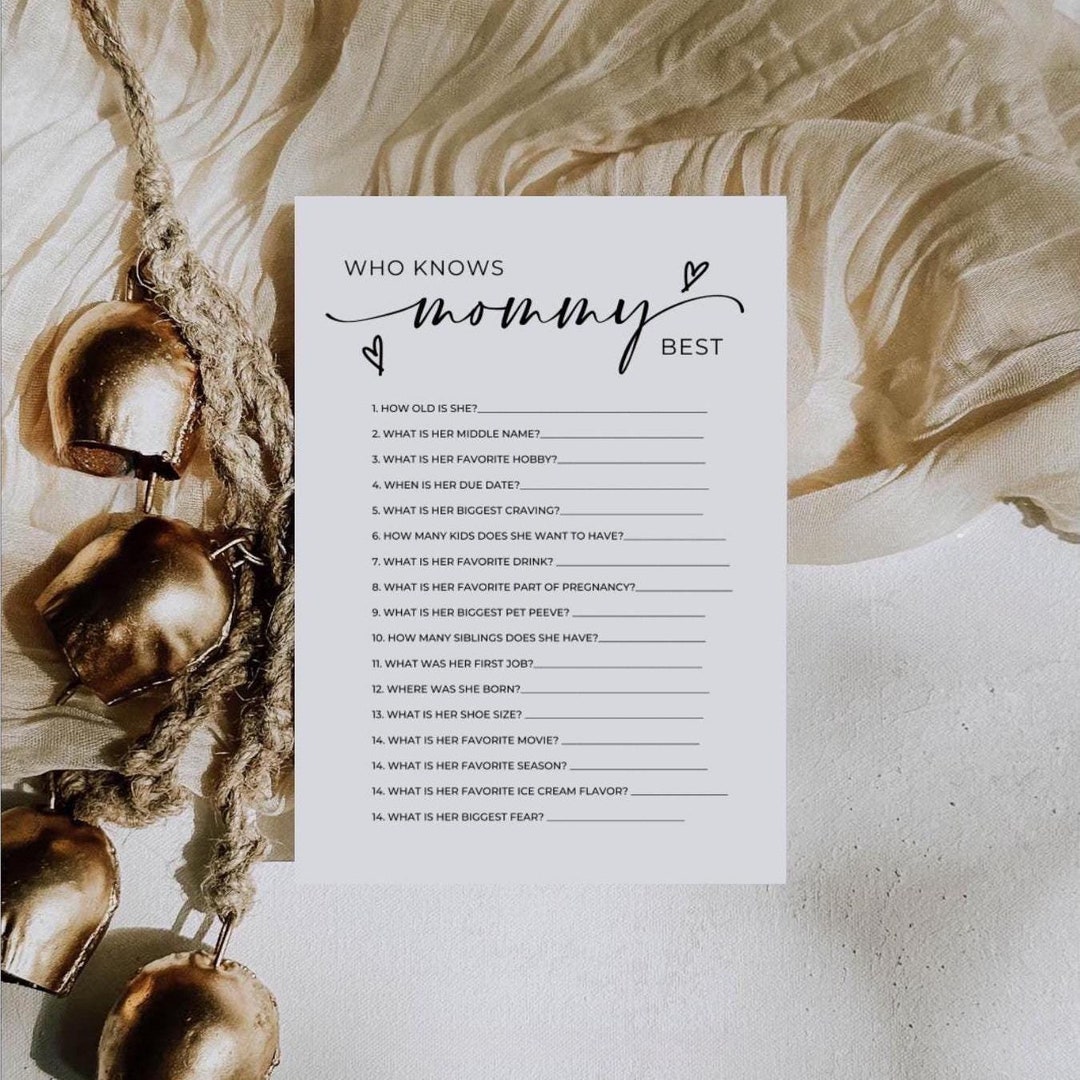 Who Knows Mommy Best Baby Shower Game, Baby Shower Trivia Game, Baby ...