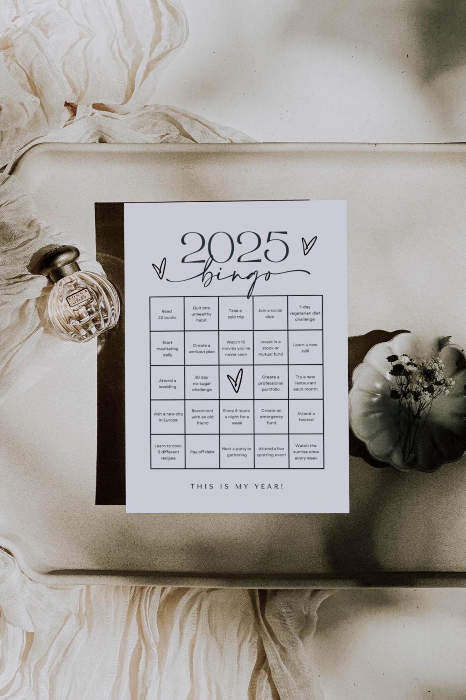 2025 Printable Bingo Card, New Year Party Games, 2025 Vision Board ...