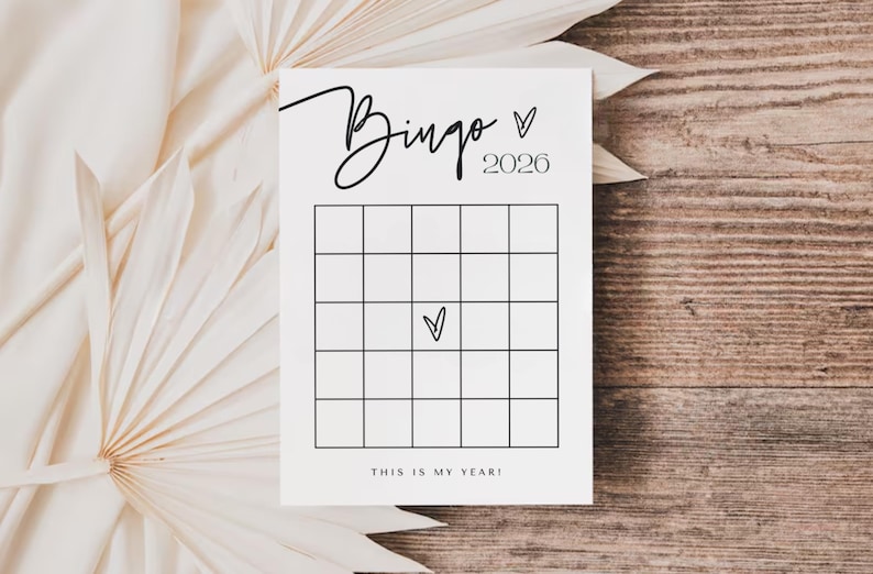 2026 Bingo Card, New Year Party Games, 2026 Printable Vision Board ...