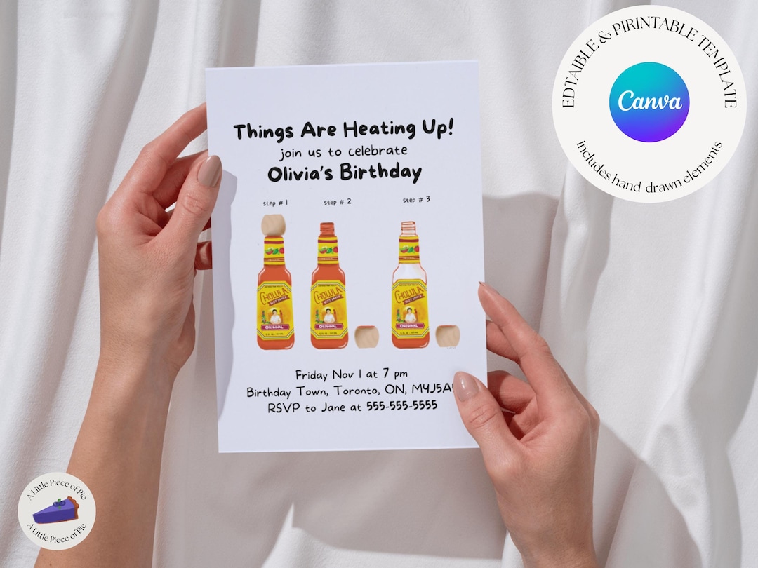 Hand-drawn Cholula Birthday Invitation, Hot Sauce Birthday Invite ...