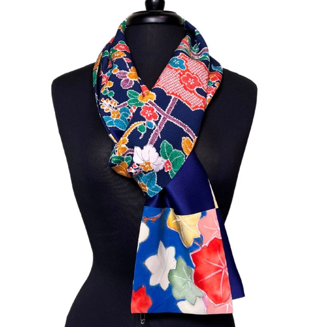 SILK SCARF Made From Vintage Japanese Kimono Silk 86 - Etsy