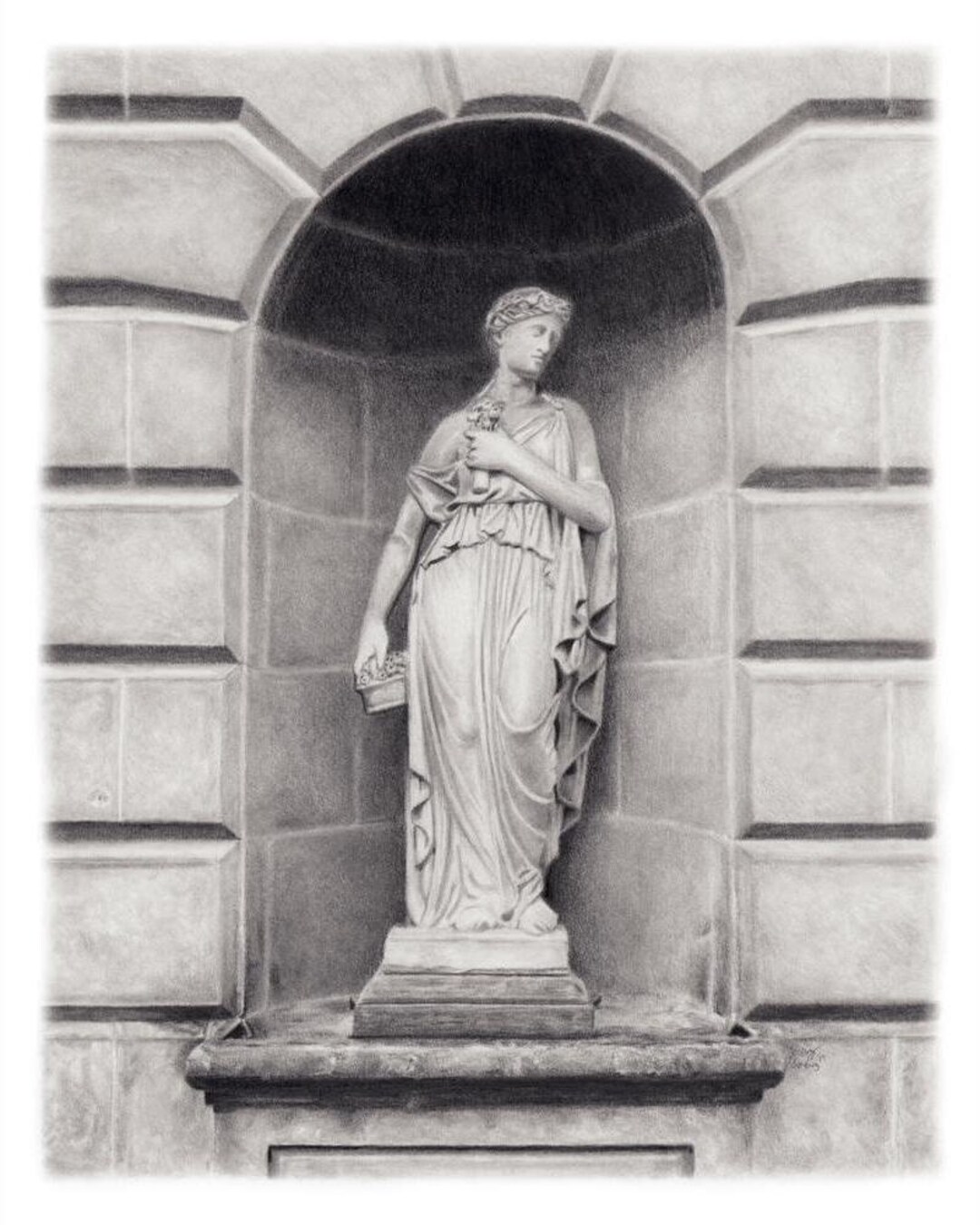 Botanical Sentry - 8x10″ Greek Statue Pencil Drawing Art Print - Etsy