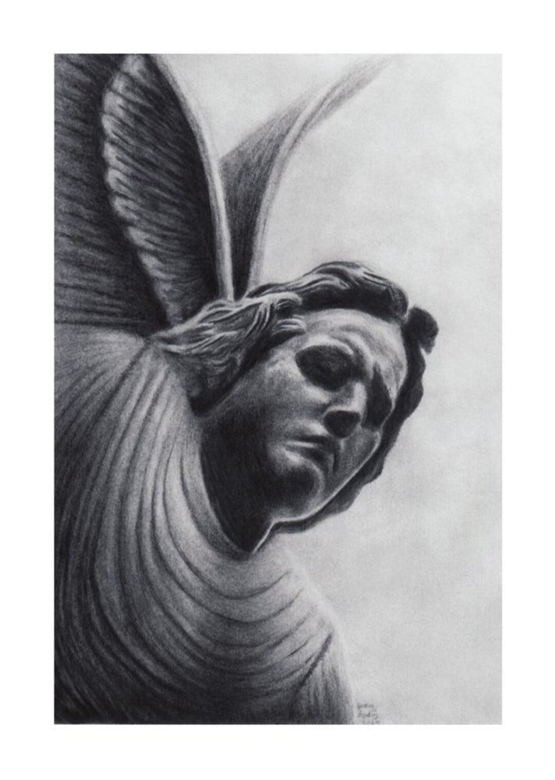 Angelic Intervention 5x7 Angel Pencil Drawing Art Print - Etsy