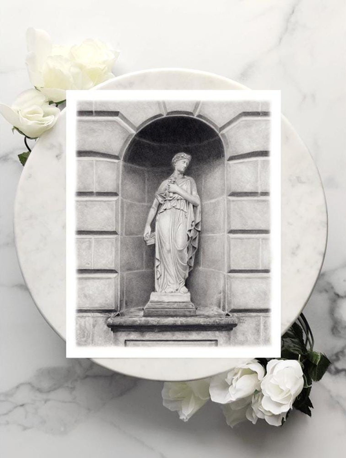 Botanical Sentry - 8x10″ Greek Statue Pencil Drawing Art Print - Etsy
